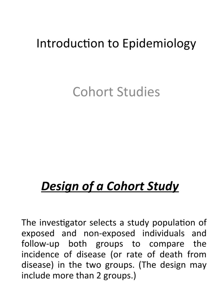 Introduction To Epidemiology: Cohort Studies | PDF | Cohort Study ...