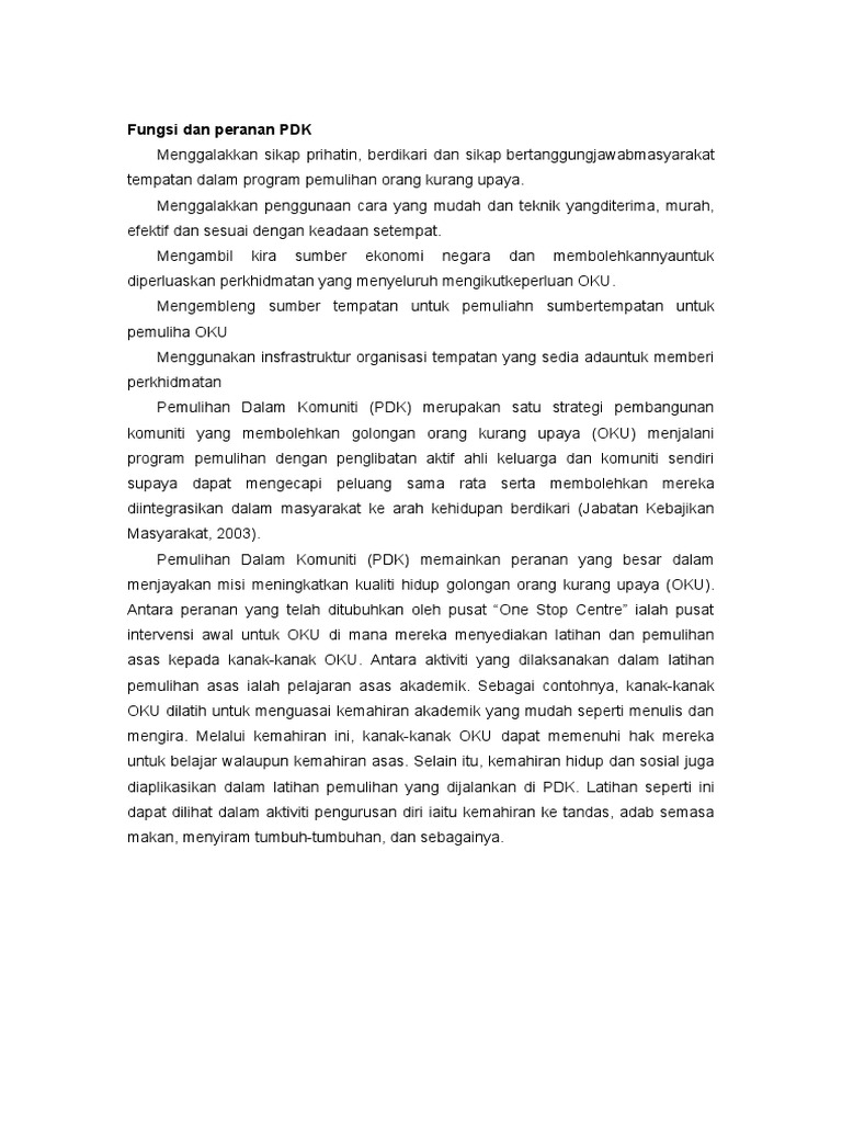 Fungsi Dan Peranan PDK | PDF