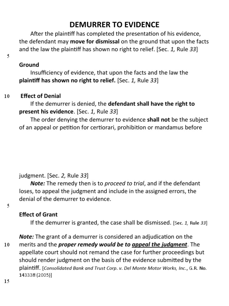 Demurrer To Evidence | PDF | Demurrer | Legal Procedure
