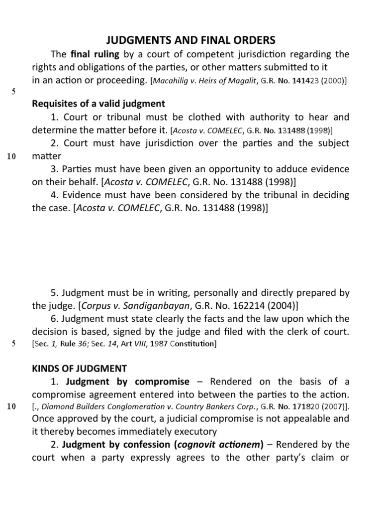 Judgments and Final Orders | PDF | Summary Judgment | Pleading