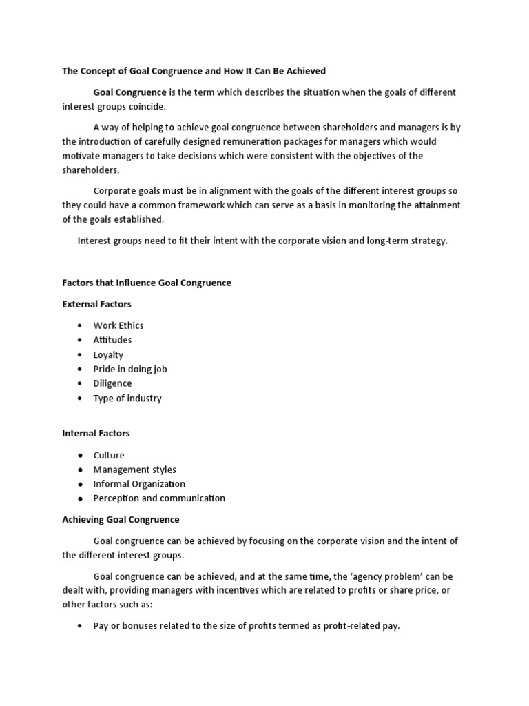 Goal Congruence | PDF