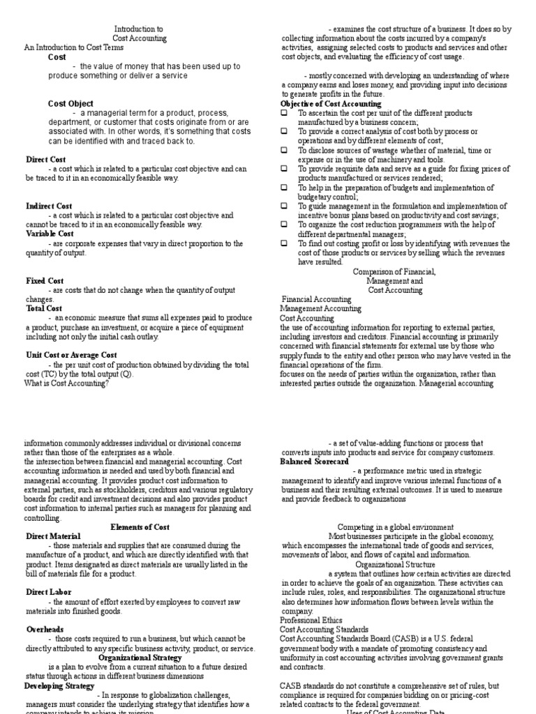 Introduction To AFAR Simple Notes | PDF | Cost Accounting | Cost