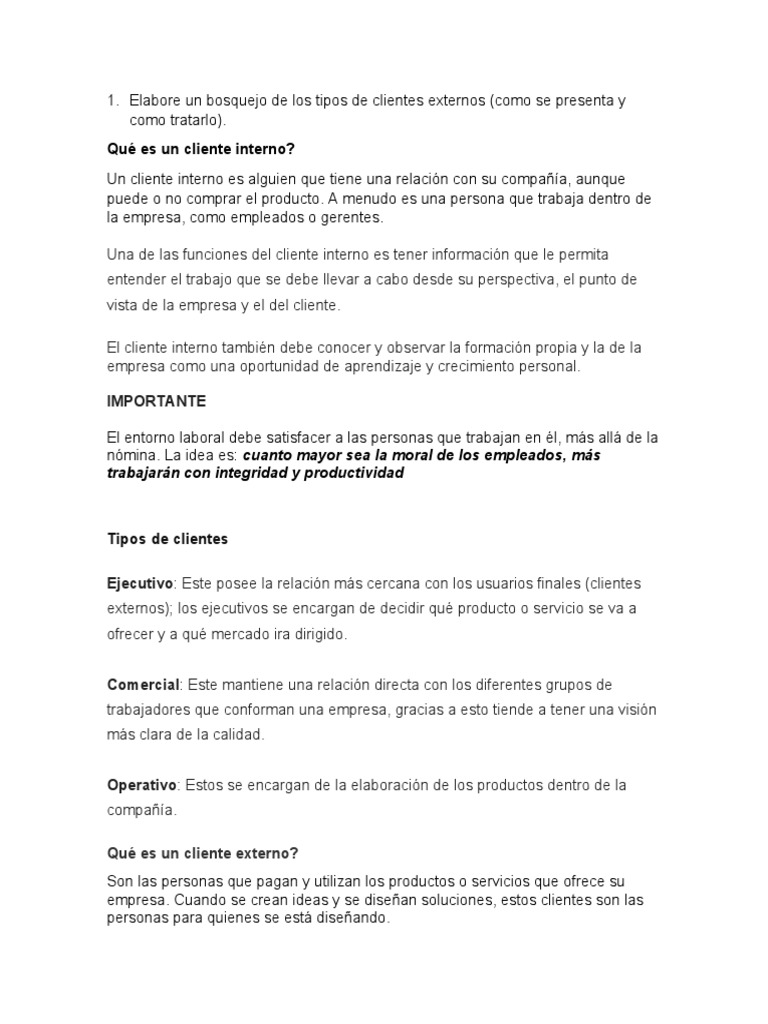 Tipos y características de clientes externos | PDF | Cliente | Calidad ...