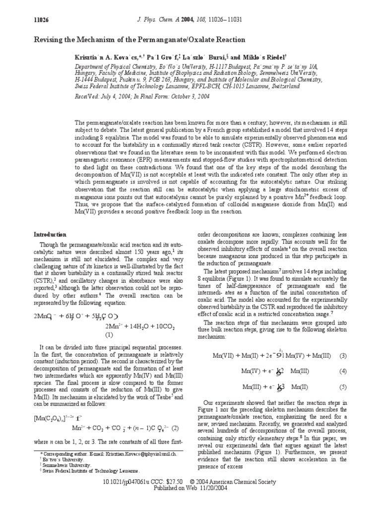 Art. Reduccion Permanganato | PDF | Manganese | Spectrophotometry