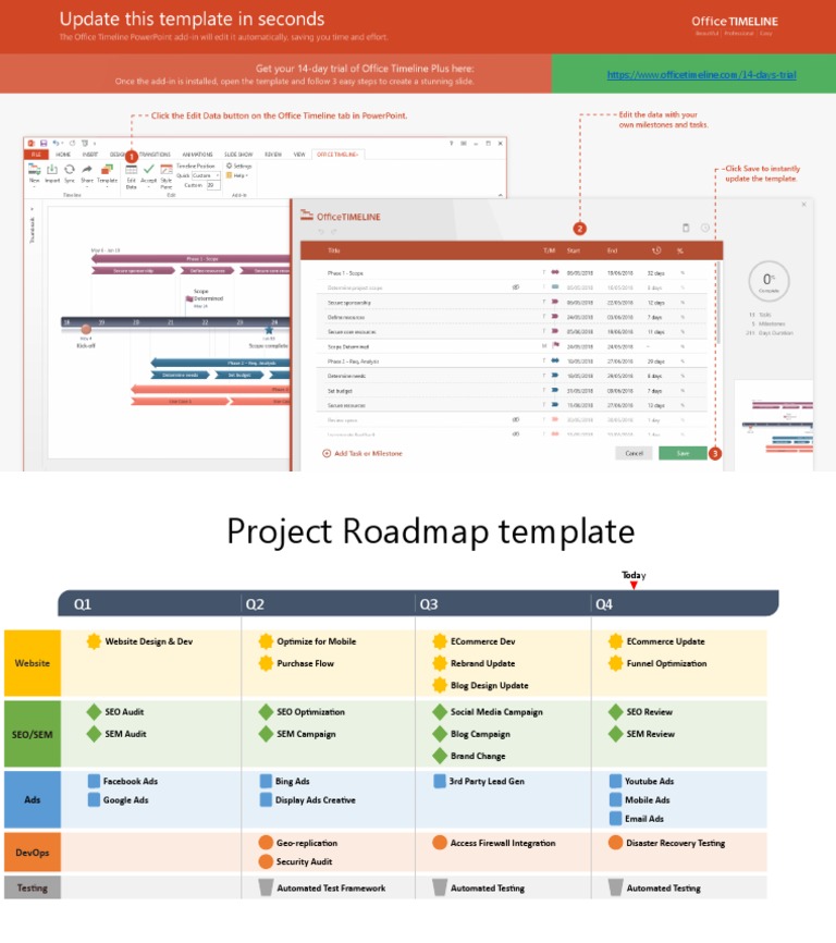 Project Roadmap PowerPoint Template | PDF