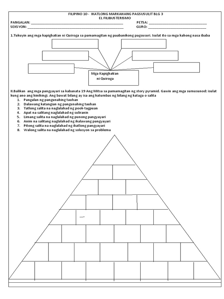 Filipino 10 El Fili Pagsusulit BLG 3 5 | PDF