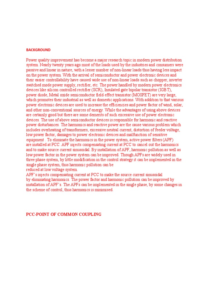 Background: Pcc-Point of Common Coupling | PDF