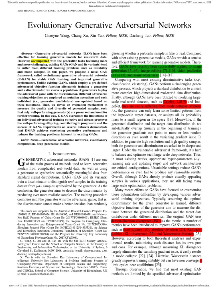 Evolutionary Generative Adversarial Networks | PDF | Deep Learning ...