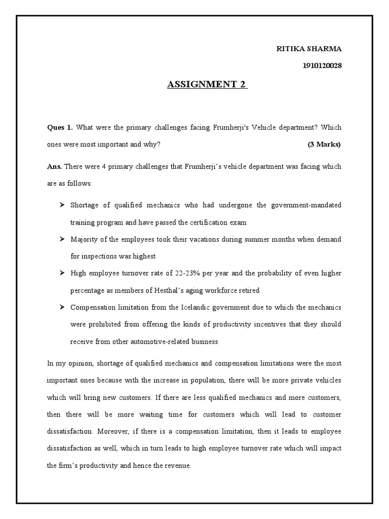 Assignment 2 - RITIKA SHARMA | PDF | Car | Business