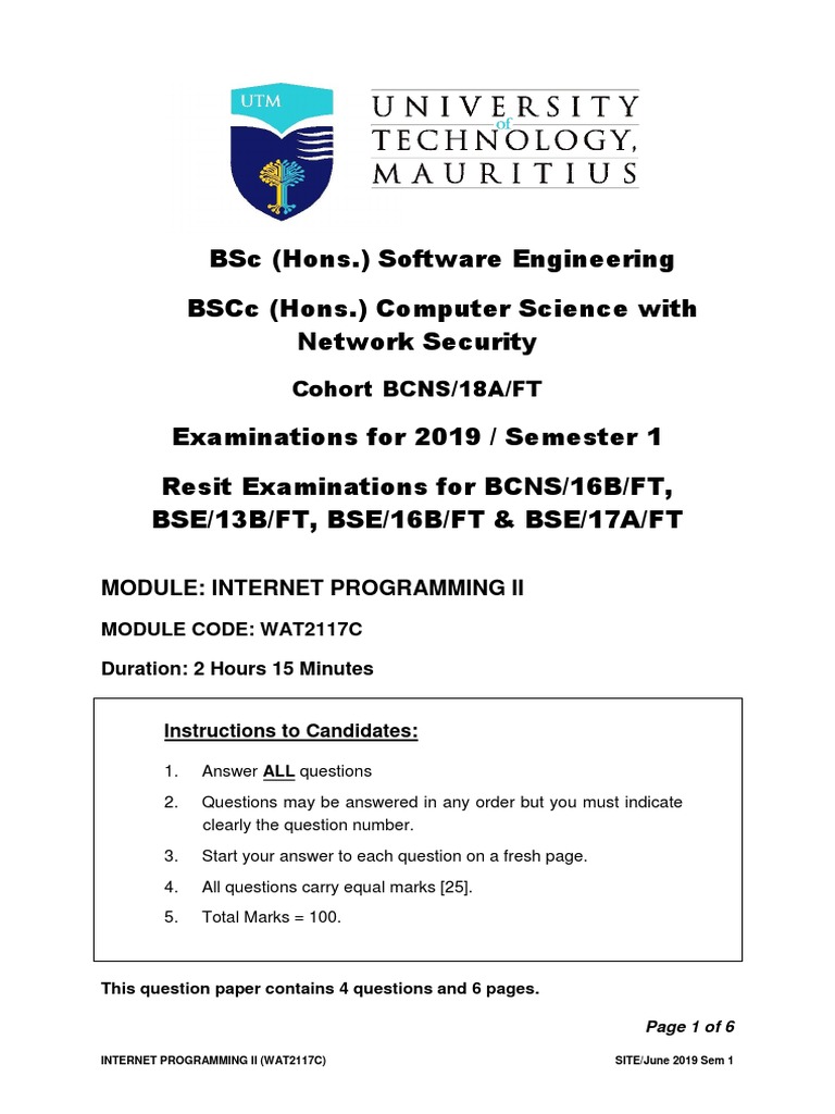 Internet Programming Ii - Wat2117c - 2 PDF | PDF | Computing | Software