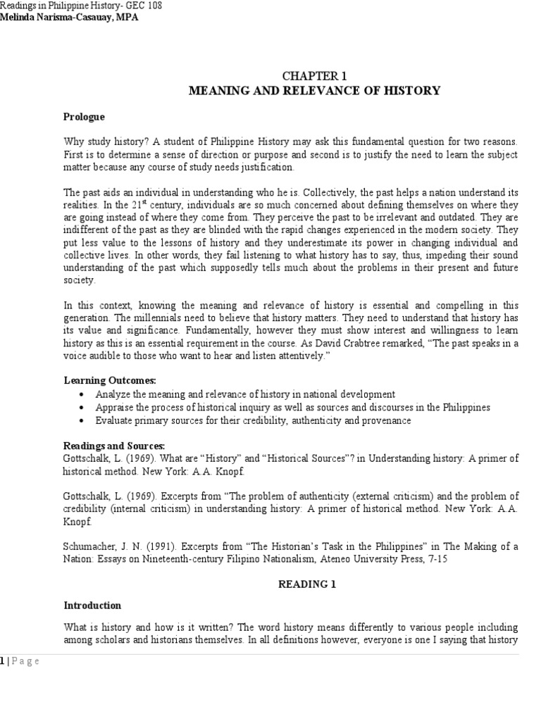 H - Module 1 Readings in Philippine History | PDF | Historiography | Primary Sources