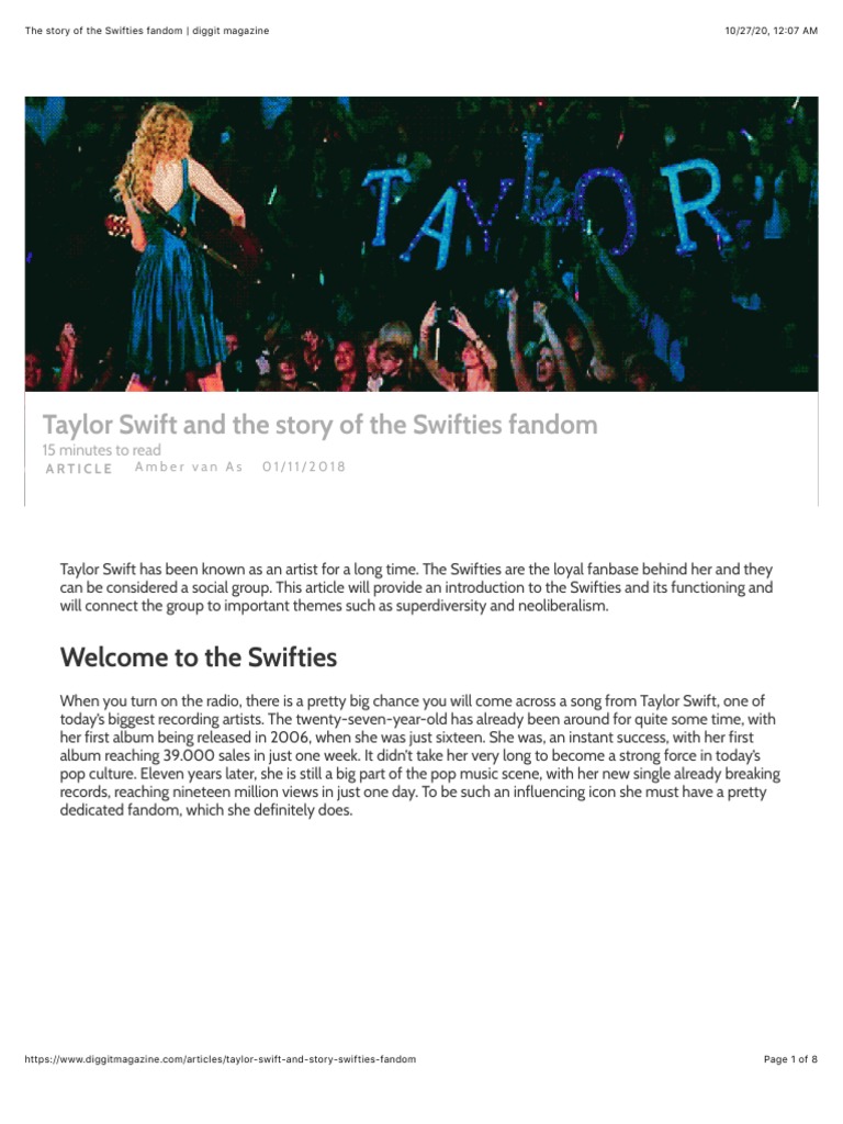 The Story of The Swifties Fandom - Diggit Magazine PDF | PDF | Fandom ...