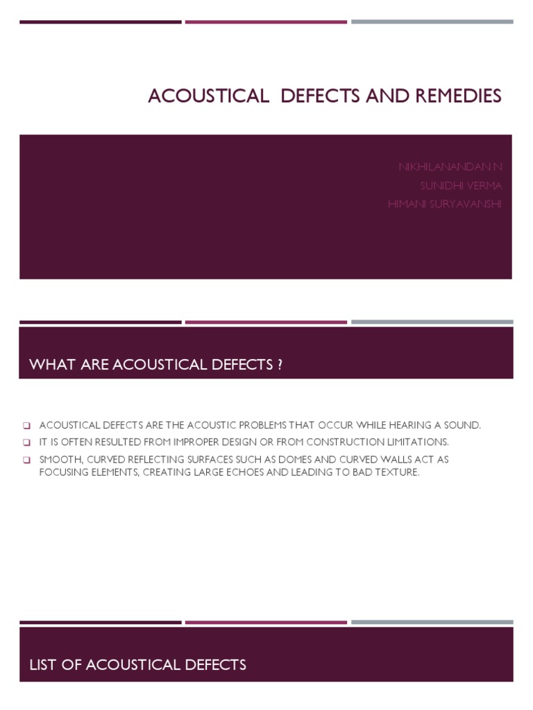 Acoustical Defects and Solutions | PDF | Resonance | Reflection (Physics)