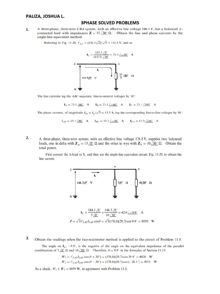 3phase-Solved Problems-Joshua L. Paliza | PDF | Power (Physics) | Force