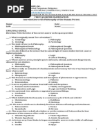 Intro To Philo 2022 2023 1st Quarter Exam and TOS | PDF | Knowledge | Epistemology