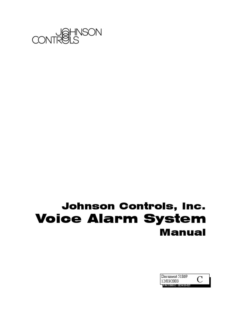 Voice Alarm System: Johnson Controls, Inc. Manual | PDF | Loudspeaker ...