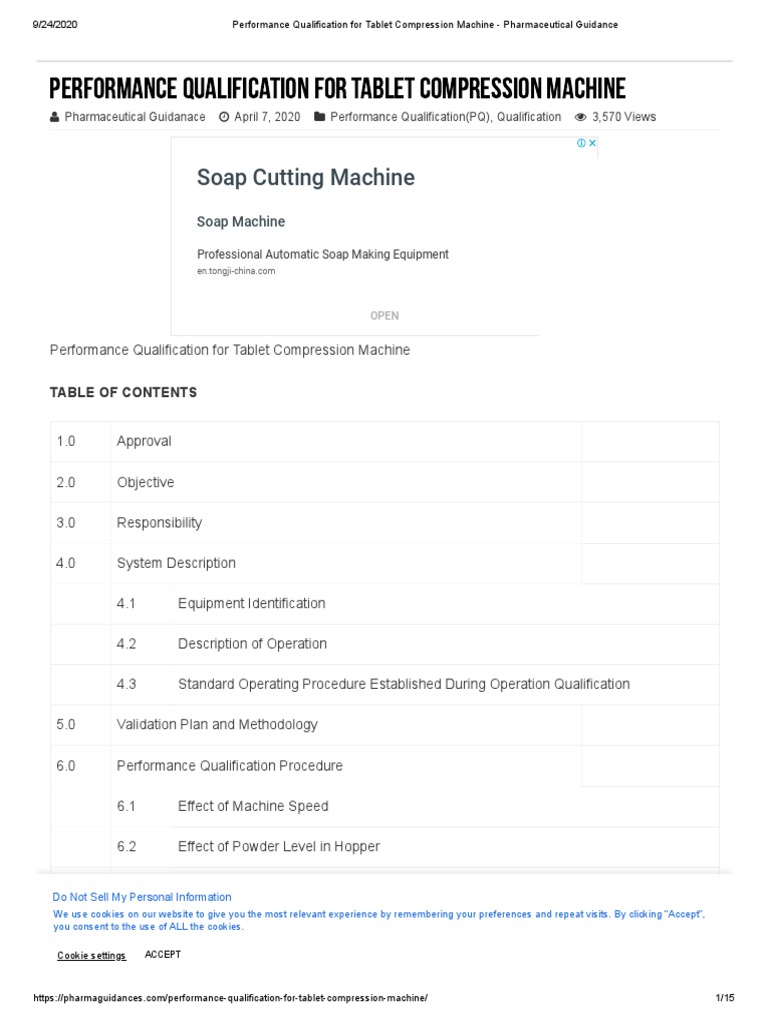 Performance Qualification For Tablet Compression Machine ...