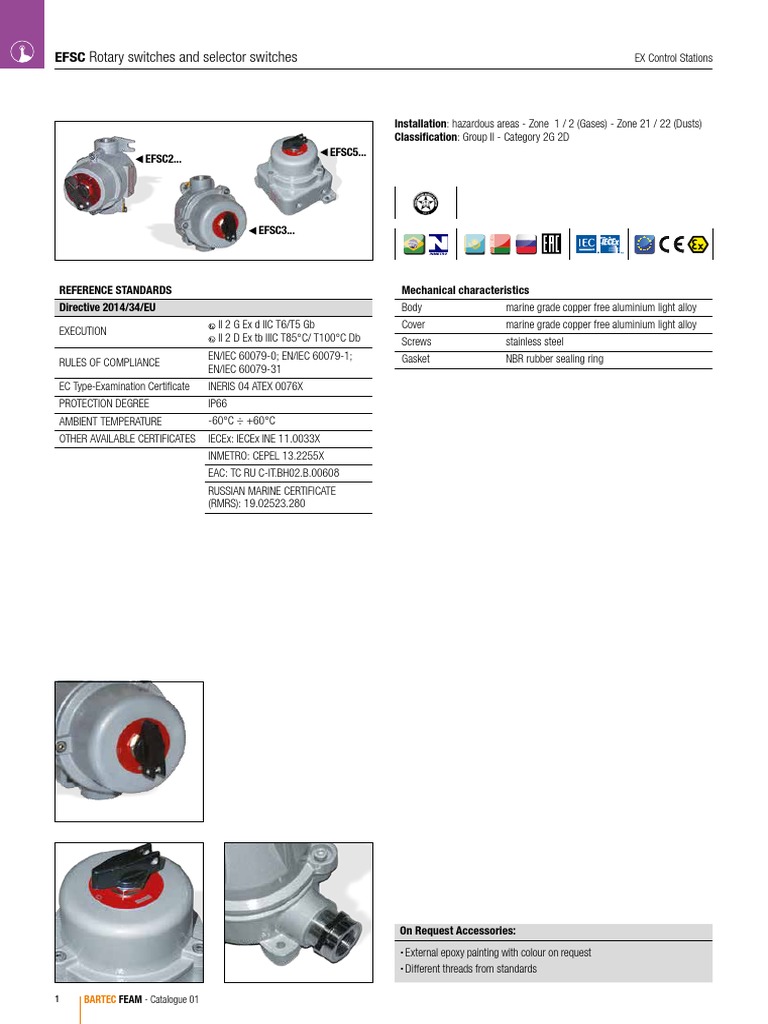 Selection and Installation Guidelines for EFSC Rotary and Selector Switches Used in Hazardous ...