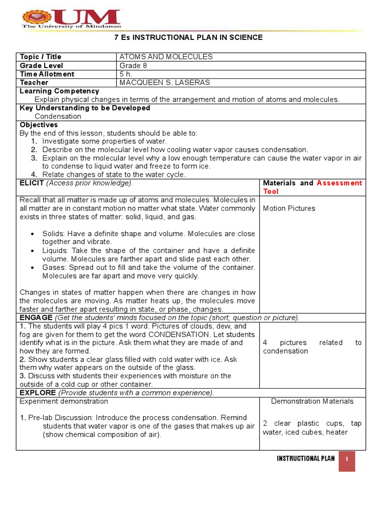 Ed Sci 111 Instructional Plan | PDF