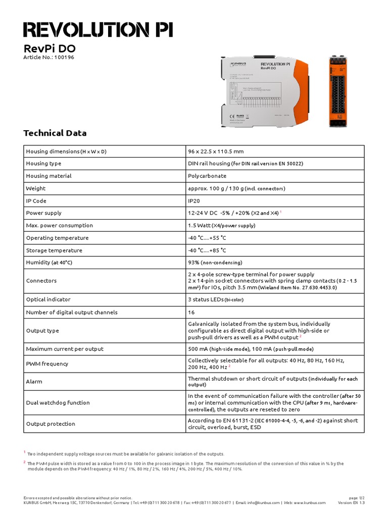 A Comprehensive Technical Specification for the RevPi DO Digital Output ...