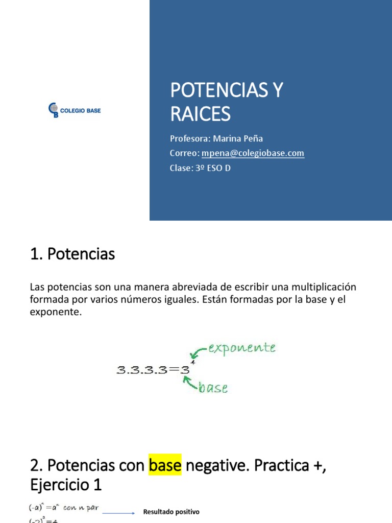 Potencias, Notación Científica y Radicales | PDF | Exponenciación | Multiplicación