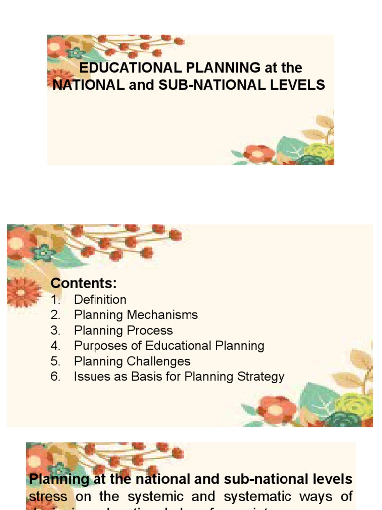 Educational Planning at The National and Sub-National Levels | PDF ...