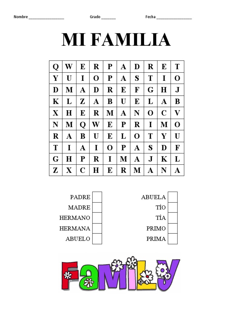 Mi Familia Actividades y Juegos Hoja de Trabajo - 84147 | PDF