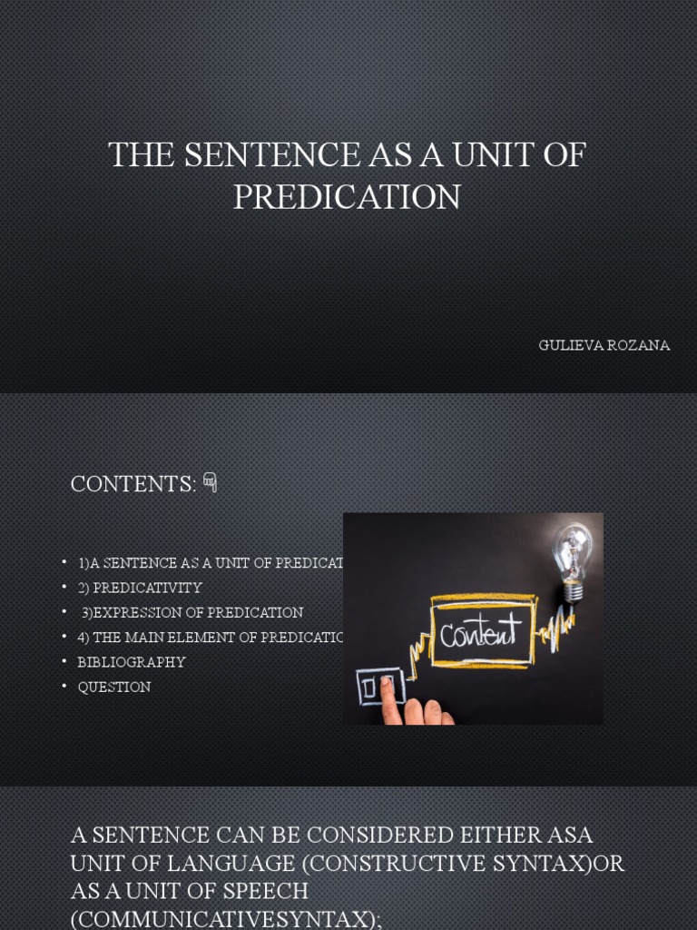 The Sentence As A Unit of Predication: Gulieva Rozana | PDF | Syntax ...