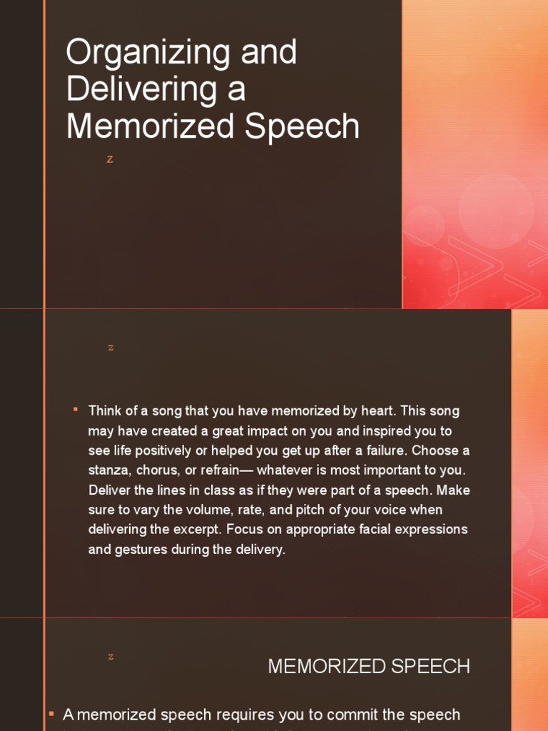 Organizing a Memorized Speech | PDF | Speech | Mental Processes