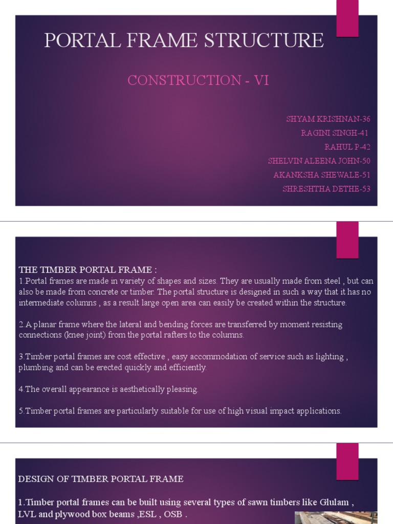 Portal Frame Structure: Construction - Vi | PDF | Framing (Construction ...