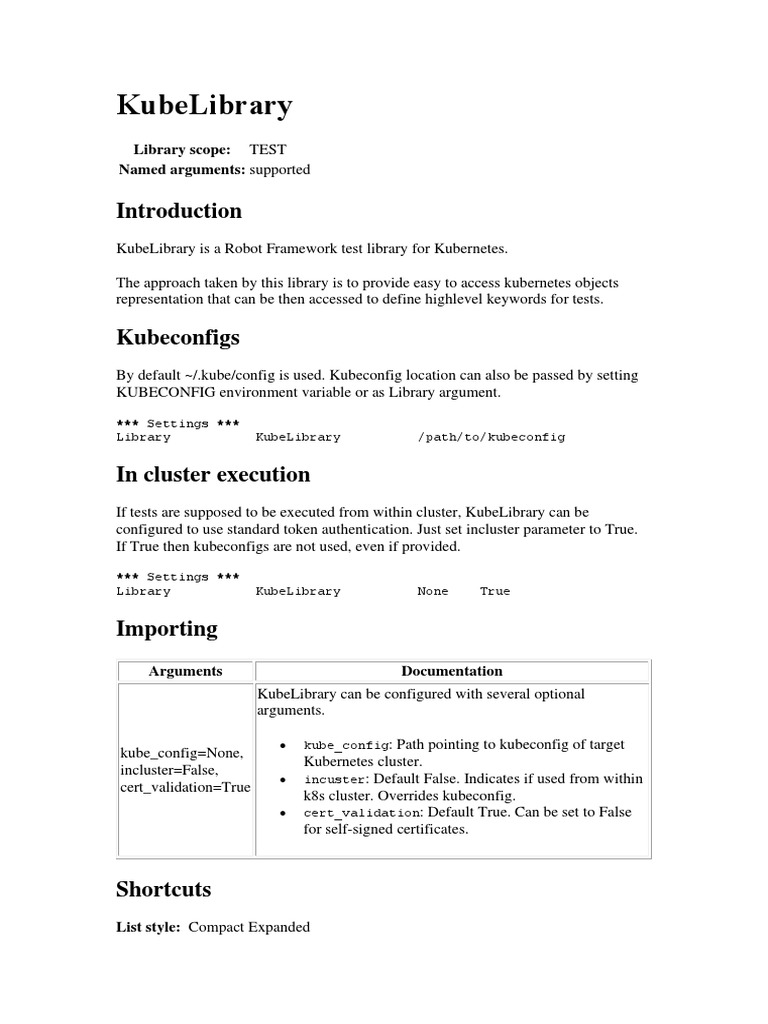 Kubelibrary: Library Scope: Named Arguments: Supported | PDF | Software Engineering | Software