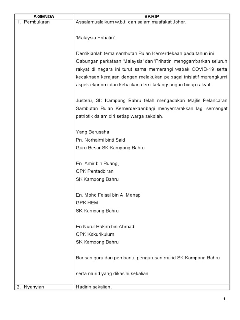 Teks Pelancaran Majlis Bulan Kemerdekaan | PDF