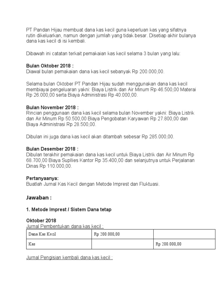 Soal Metode Imprest Dan Fluktuasi | PDF