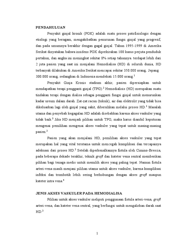 Akses Vaskular Hemodialisa | PDF