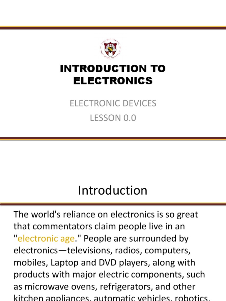 Introduction To Electronics: Electronic Devices Lesson 0.0 | Download ...