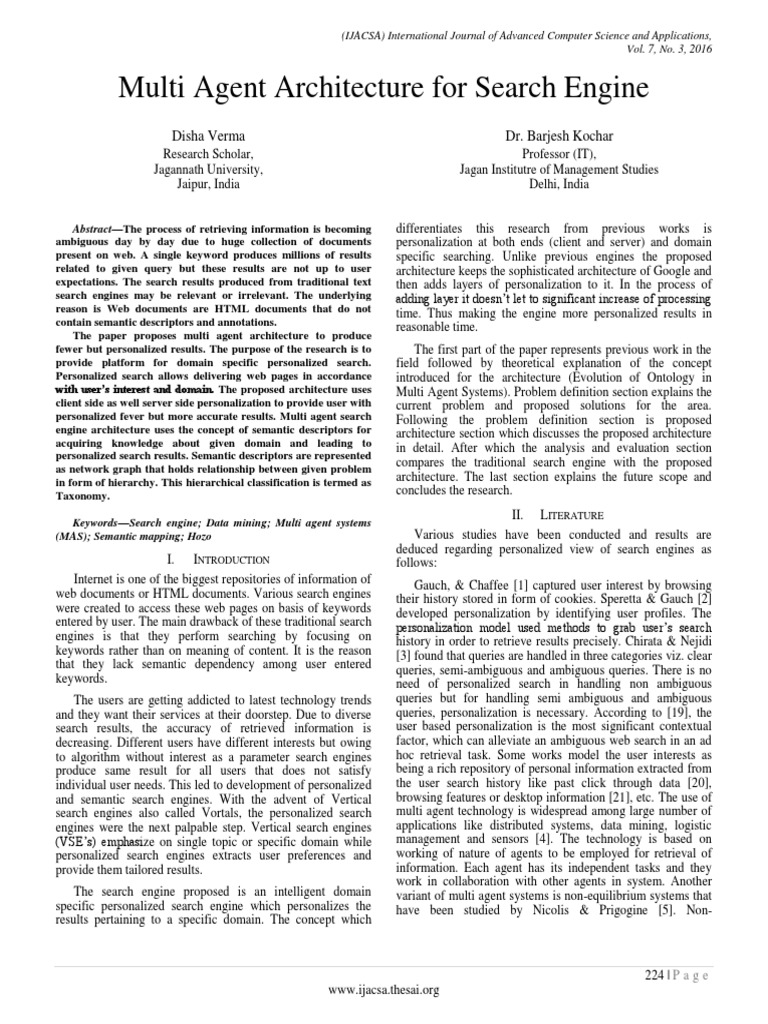 Multi Agent Architecture For Search Engine | PDF | Ontology ...