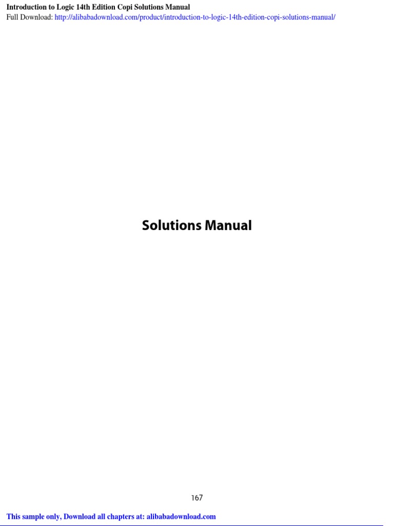 Introduction to Logic 14th Edition Copi Solutions Manual | PDF ...
