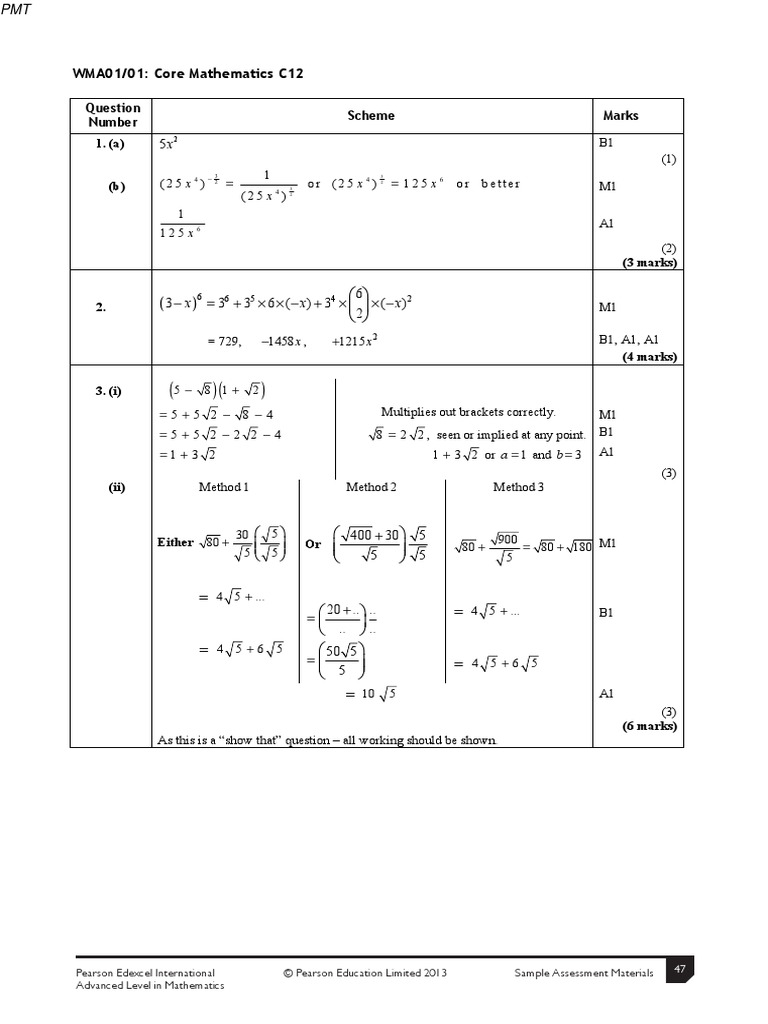 Specimen (IAL) MS - C12 Edexcel | PDF | Area | Trigonometric Functions