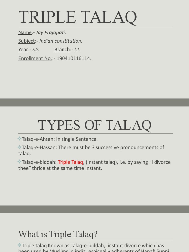 An Analysis of Triple Talaq: Its Types, Controversy, Judgement, and ...
