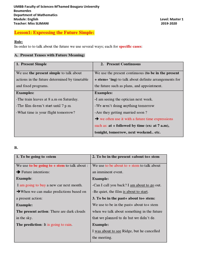 Lesson1 Expressing The Future | PDF | Linguistic Typology | Cognitive ...