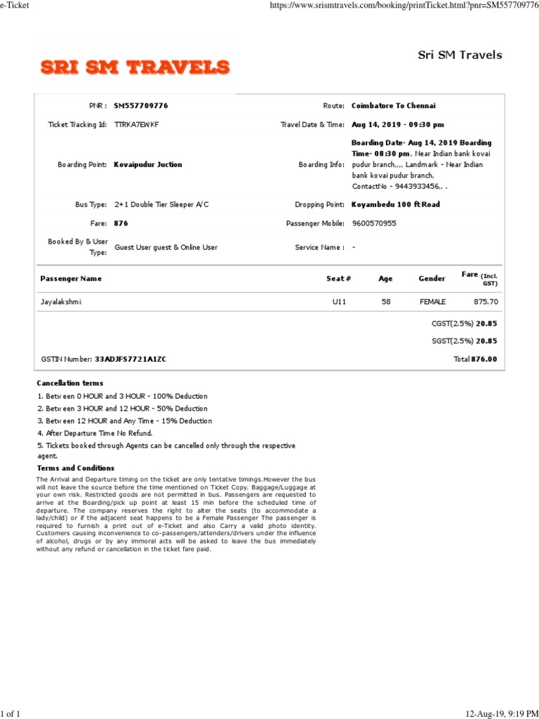 E Ticket | PDF | Ticket (Admission) | Public Transport