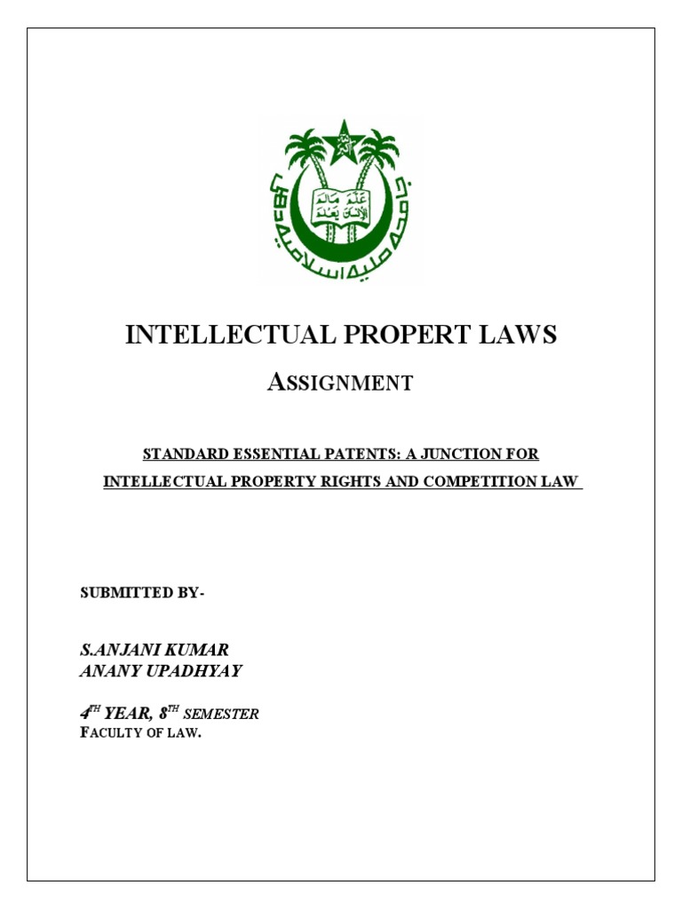 Ipr Assignment | PDF | Intellectual Property | Competition Law