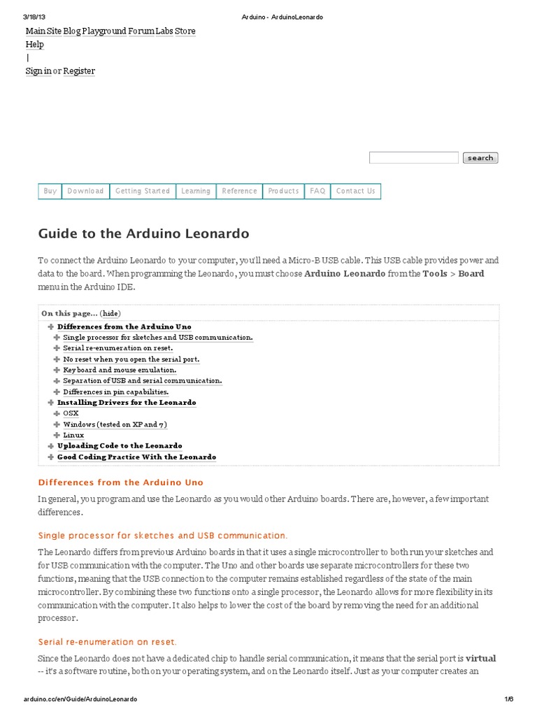 Arduino - ArduinoLeonardo | PDF | Arduino | Device Driver