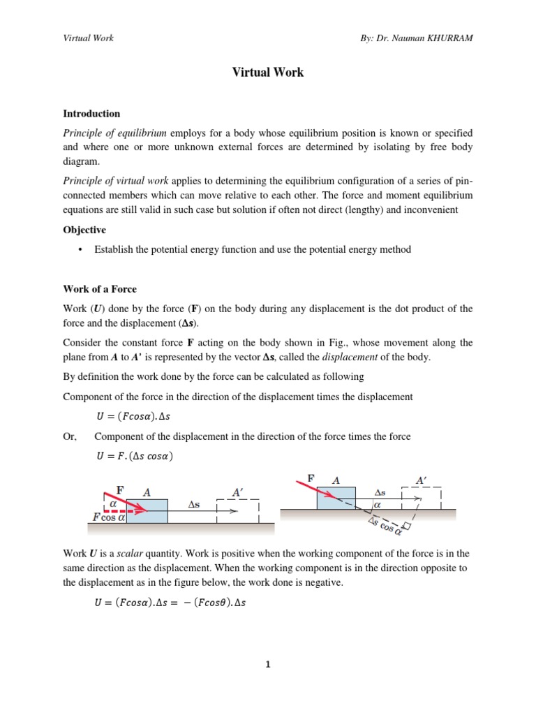 Virtual Work Principle Explained | PDF | Force | Physical Sciences