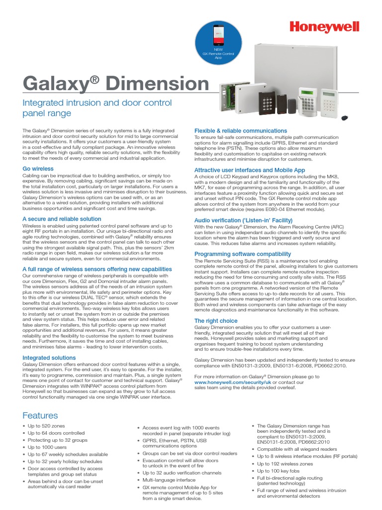 Galaxy Dimension: Integrated Intrusion and Door Control Panel Range ...