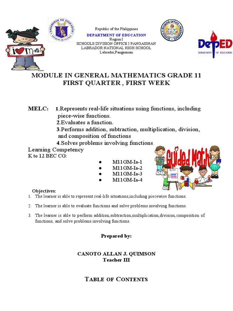 Module in General Mathematics Grade 11 First Quarter, First Week | PDF ...