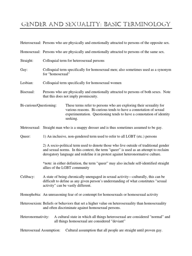 Understanding Homosexuality and Gender Terms | PDF | Intersex | Lgbt
