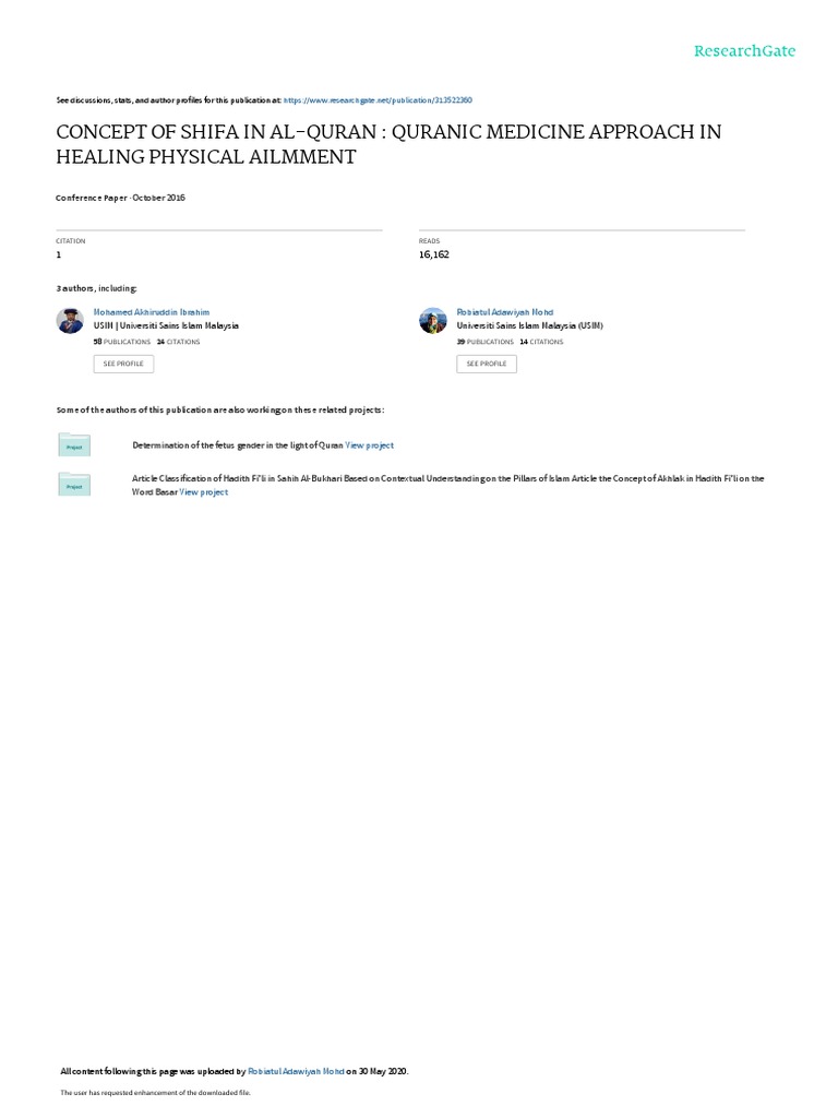 Concept of Shifa in Al-Quran: Quranic Medicine Approach in Healing ...