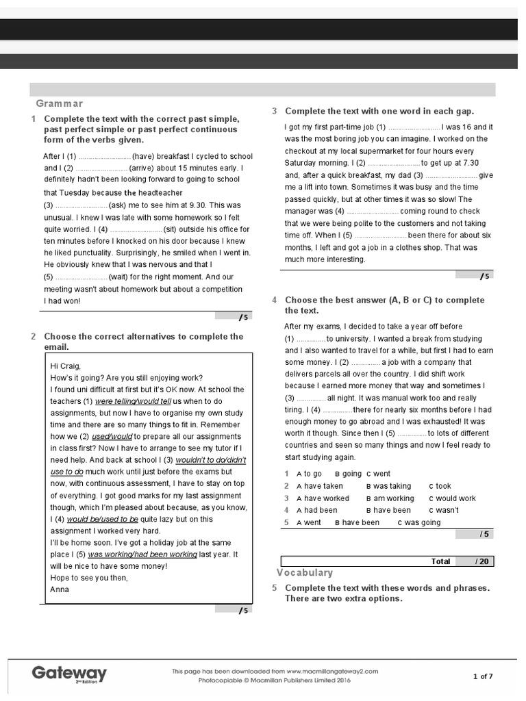 B2 UNIT 2 Test Higher | PDF