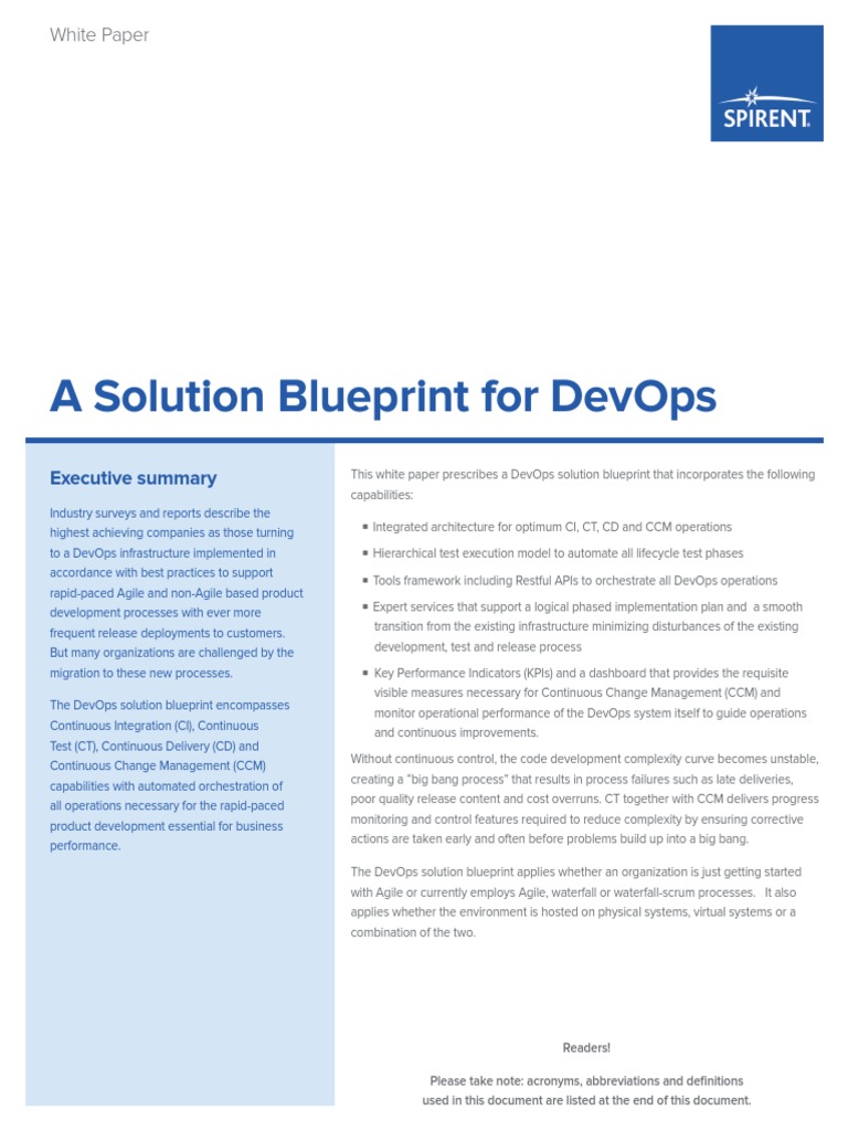 A Solution Blueprint For Devops: Executive Summary | PDF | Cloud ...